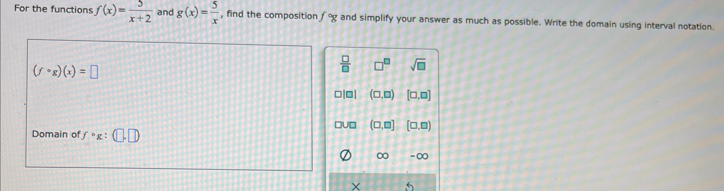 Solved For the functions f(x)=5x+2 ﻿and g(x)=5x, ﻿find the | Chegg.com