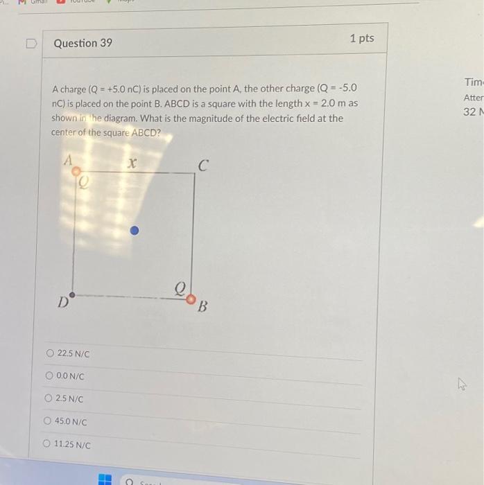 Solved A charge (Q=+5.0nC) is placed on the point A, the | Chegg.com