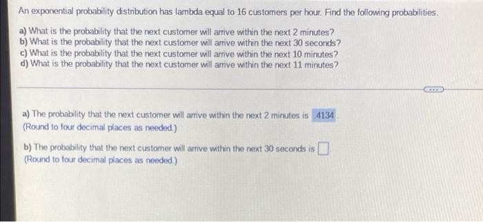Solved An exponential probability distribution has lambda | Chegg.com