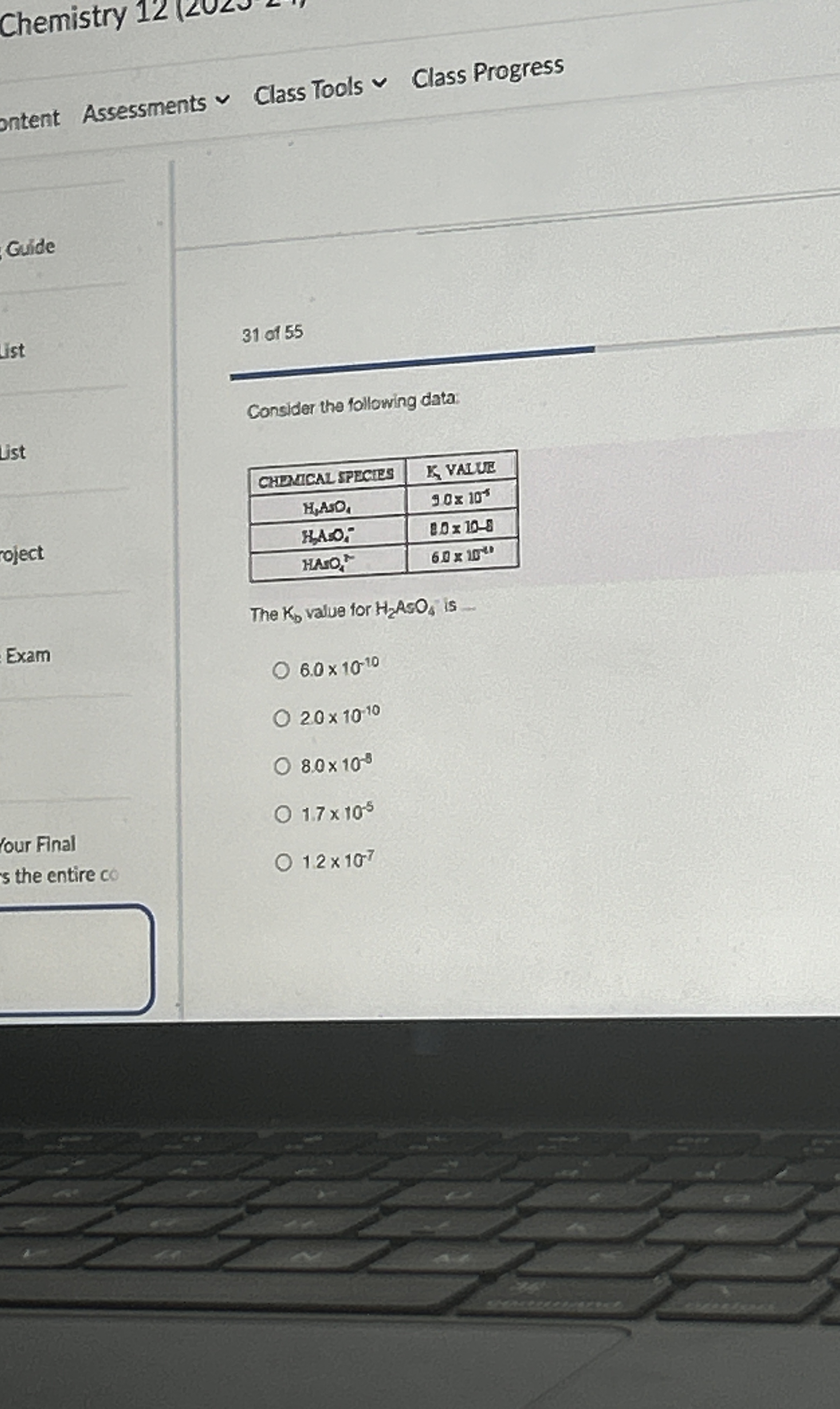 Solved Chemistry 121ontent Assessments ∼ ﻿Class Tools ∼ | Chegg.com