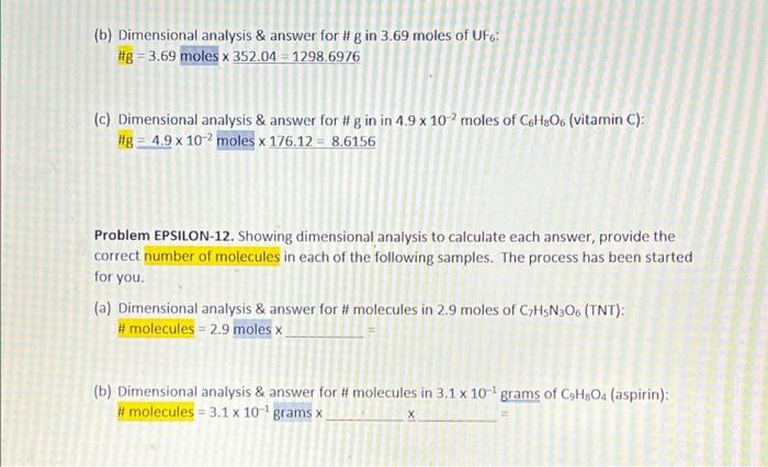 Solved (b) Dimensional analysis & answer for # g in 3.69 | Chegg.com