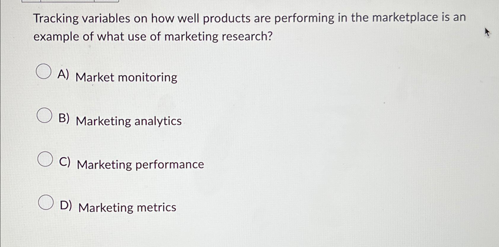 Solved Tracking variables on how well products are | Chegg.com