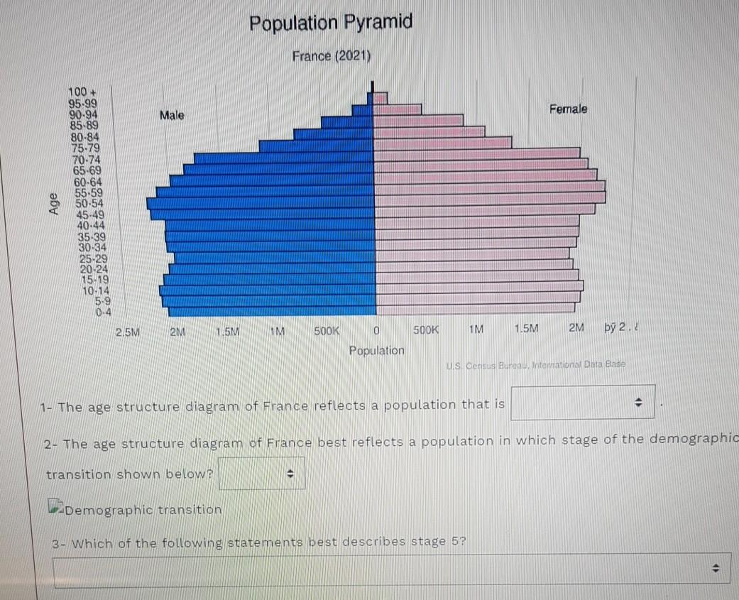 Solved Population Pyramid France (2021) 100+ Female Male | Chegg.com