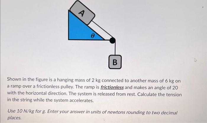 Solved Shown in the figure is a hanging mass of 2 kg | Chegg.com