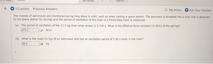 Solved No results Options 6. 1/2 points Previous Answers My | Chegg.com Solved No results Options 6. 1/2 points Previous Answers My | Chegg.com