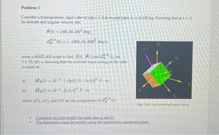 Solved Consider a homogeneous, rigid cube of side l=5.6 cm | Chegg.com