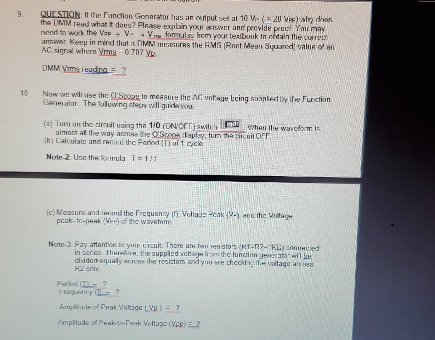 Solved IABLE1 4. If you wanted to view an ac waveform | Chegg.com