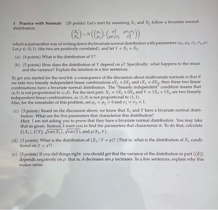Solved 1 Practice with Normals (20 points) Let's start by | Chegg.com
