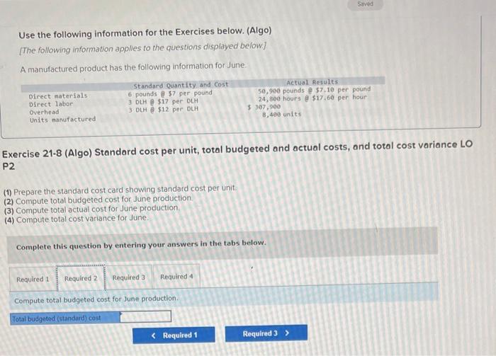 Solved Required informotion Use the following information | Chegg.com