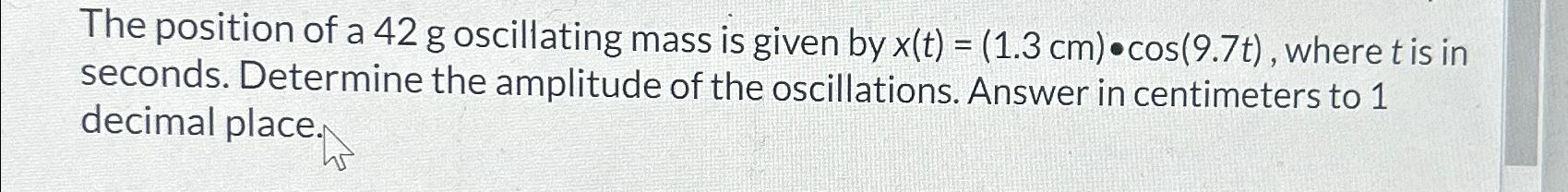 Solved The position of a 42g ﻿oscillating mass is given by | Chegg.com