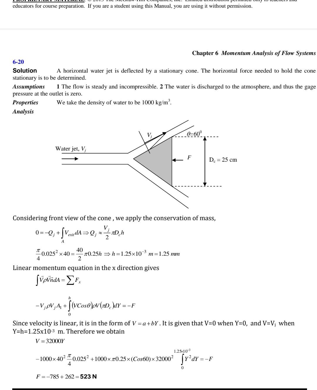 Solved of V; 6-20 A 2.5-cm-diameter horizontal water jet | Chegg.com