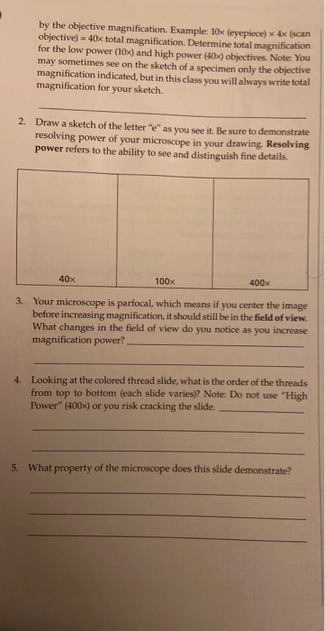 by the objective magnification. Example 10x | Chegg.com