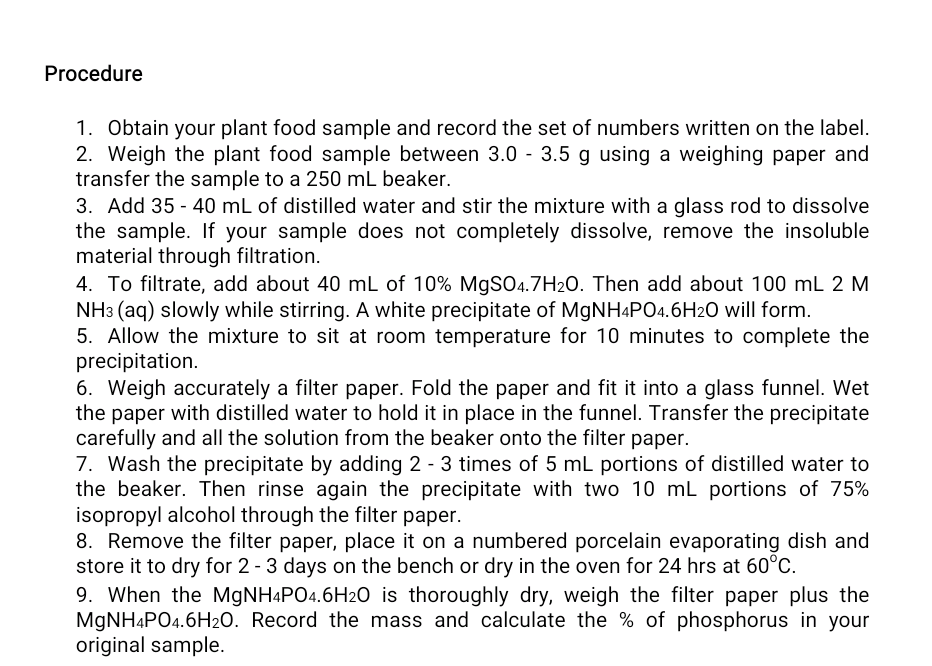 Solved EXPERIMENT 12 GRAVIMETRY II: GRAVIMETRIC ANALYSIS OF | Chegg.com