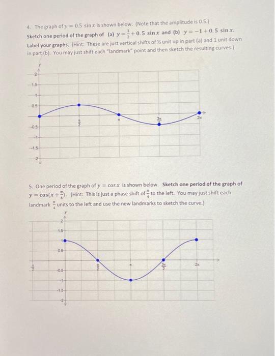 Solved 4. The graph of y=0.5sinx is shown below. (Note that | Chegg.com