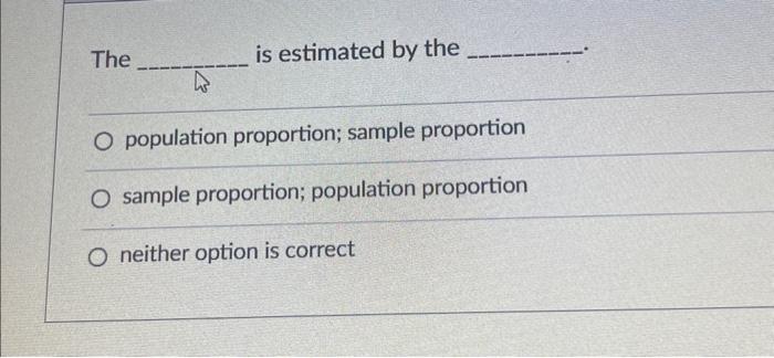 Solved The is estimated by the population proportion; sample | Chegg.com