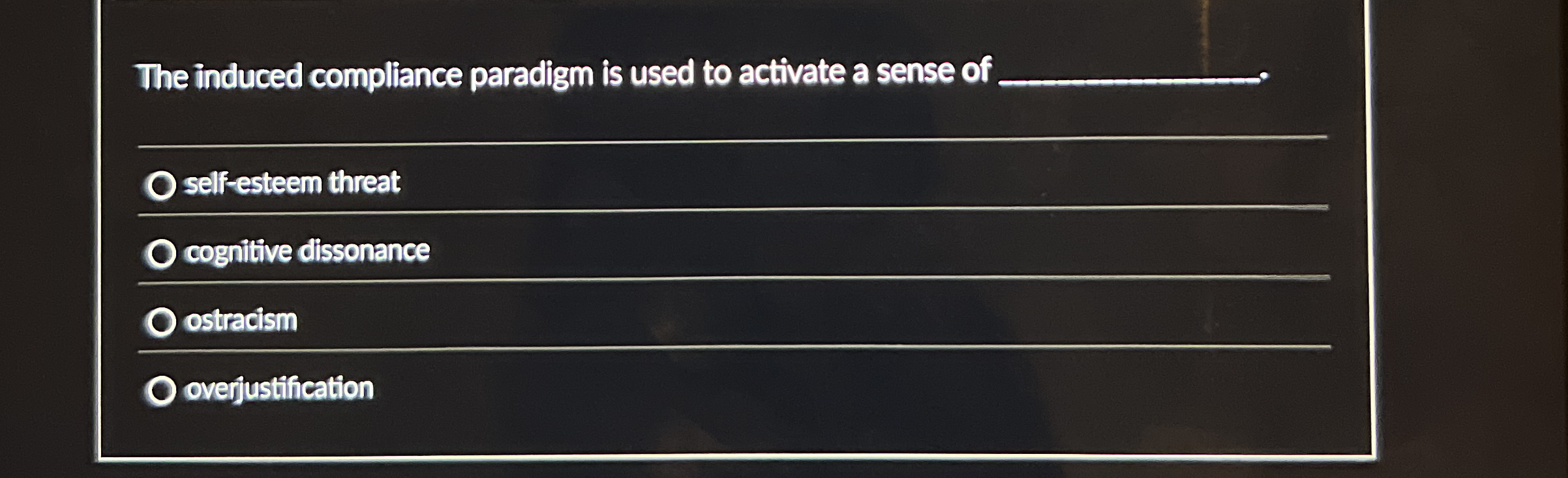 Solved The induced compliance paradigm is used to activate a | Chegg.com