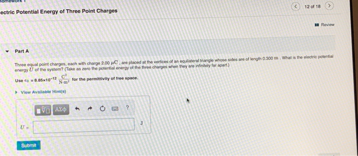 Solved Three equal point charges, each with charge 2.00 C, | Chegg.com