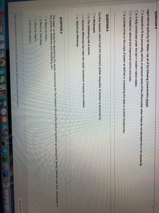 Solved QUESTION 4 Legal-rational authority, for Weber, has | Chegg.com
