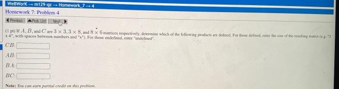 Solved Webwork M129 Q2 Homework 7 4 Homework 7 Problem