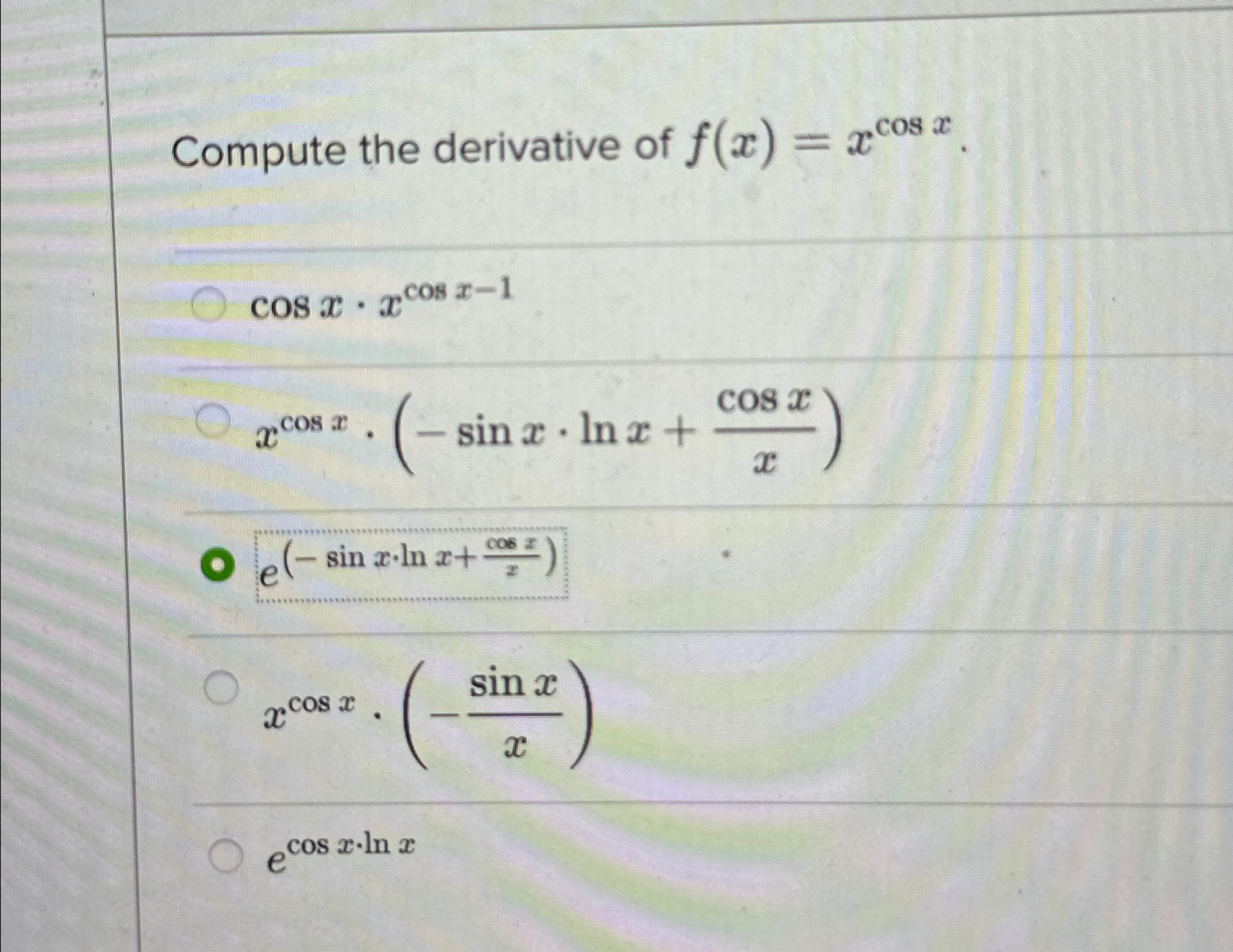 Solved Compute the derivative of | Chegg.com