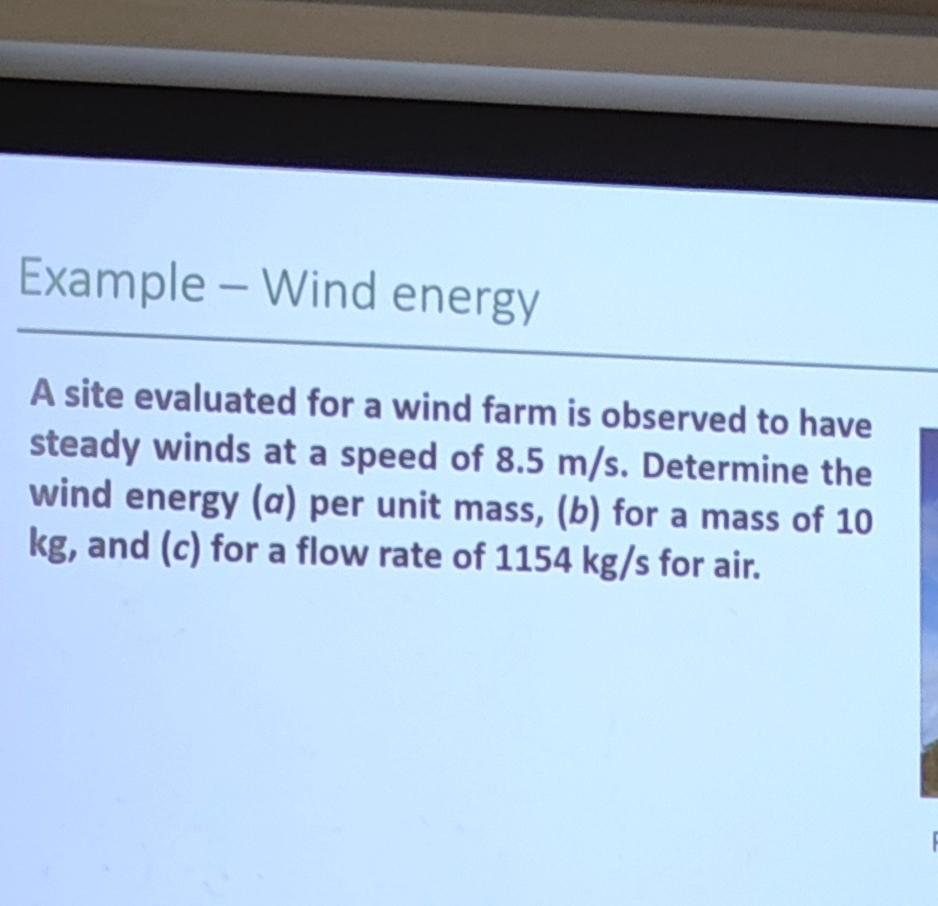 Solved Example - ﻿Wind energyA site evaluated for a wind | Chegg.com