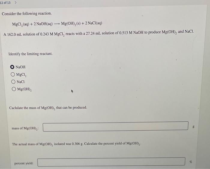 Solved Consider the following reaction. | Chegg.com