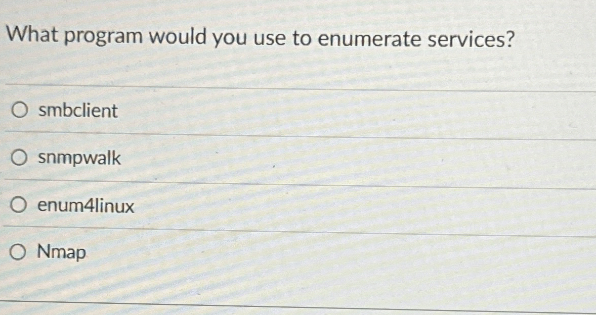 Solved What program would you use to enumerate | Chegg.com