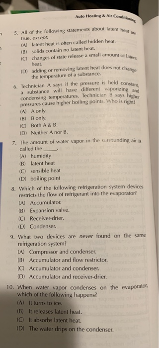 Solved Auto Heating & Air Conditioning change the | Chegg.com