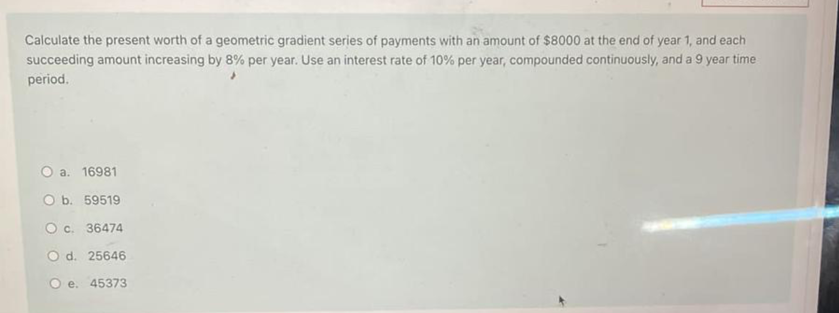 Solved Calculate the present worth of a geometric gradient | Chegg.com