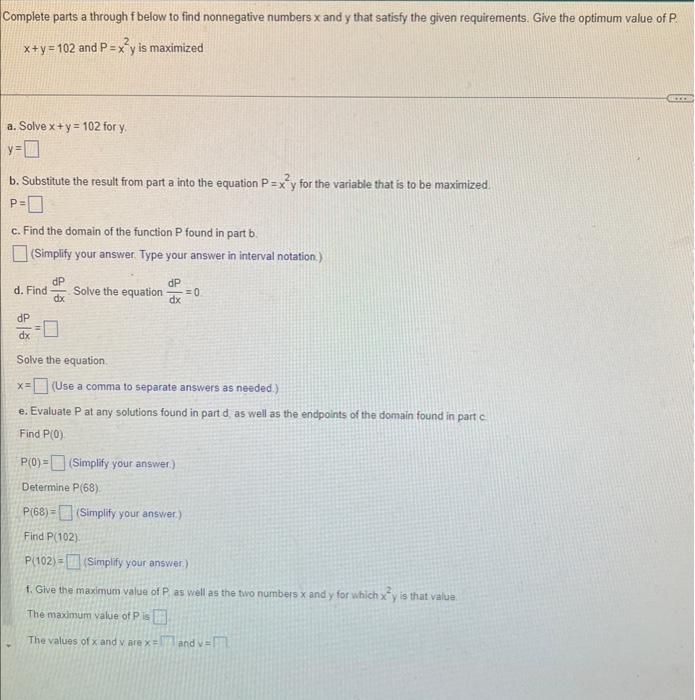 Solved Complete parts a through f below to find nonnegative | Chegg.com