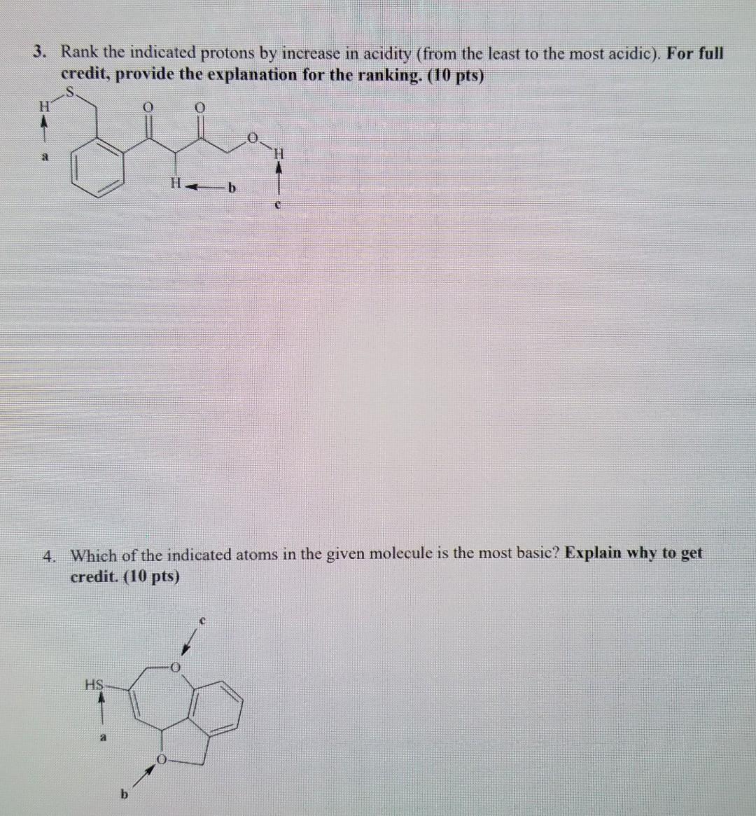Solved 3. Rank the indicated protons by increase in acidity | Chegg.com