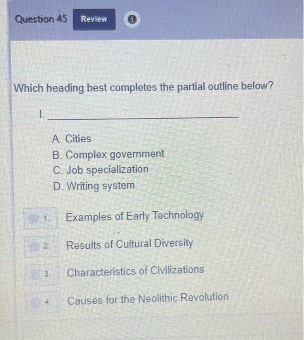 Which heading best completes the partial outline | Chegg.com