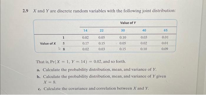 2.9 X and Y are discrete random variables with the | Chegg.com
