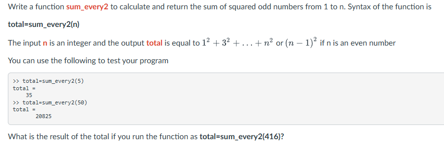 Write a function sumevery2 to ﻿calculate and return | Chegg.com
