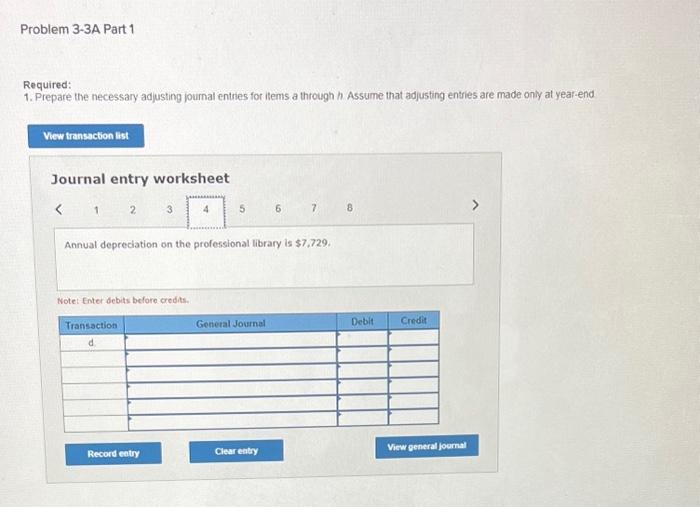 Solved Problem 3-3A Preparing sdyating entries, ad,usted tre | Chegg.com