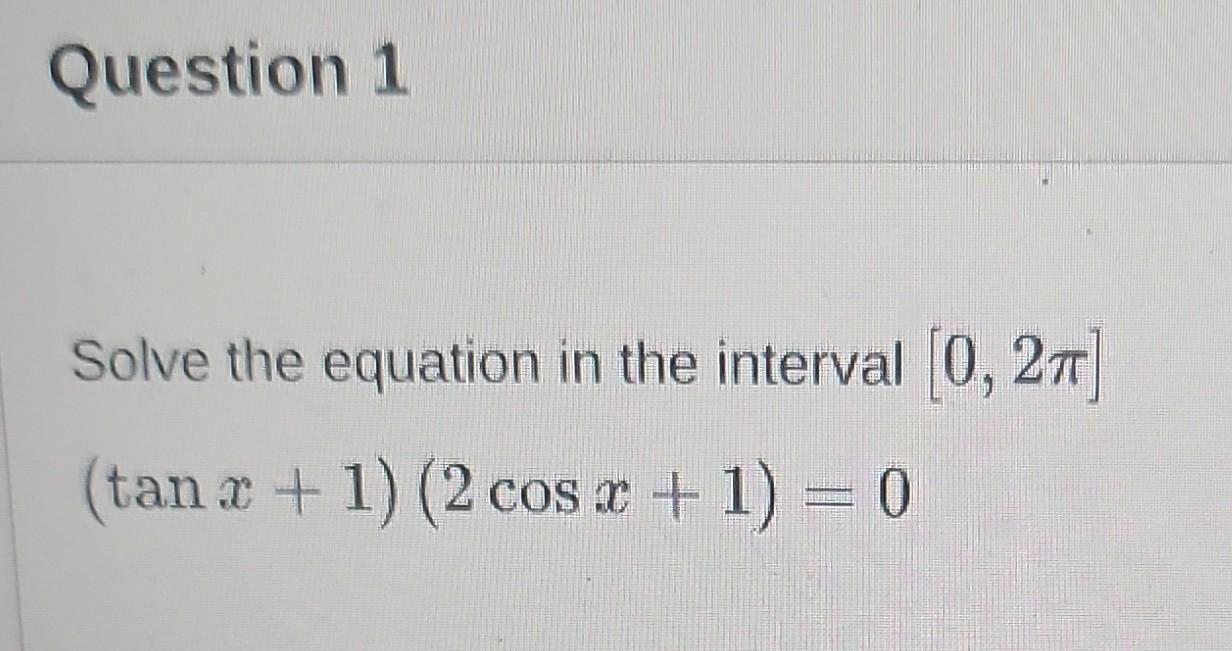 Solved Solve the equation in the interval [0,2π] | Chegg.com