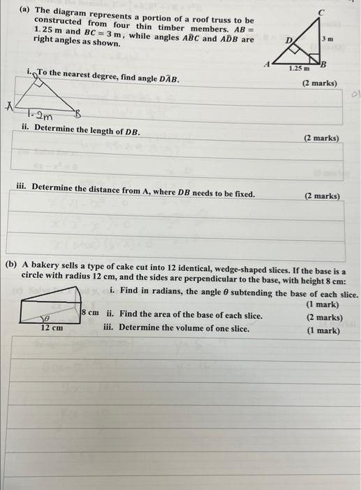 Solved A (a) The diagram represents a portion of a roof | Chegg.com