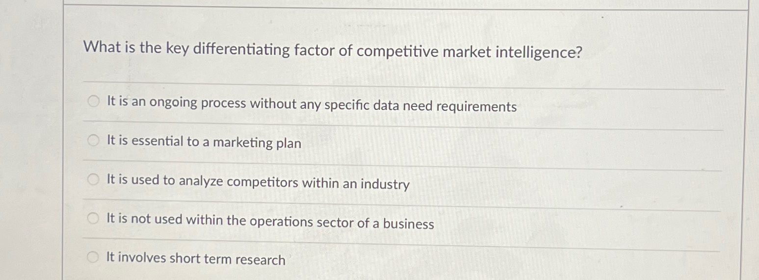 Solved What is the key differentiating factor of competitive | Chegg.com