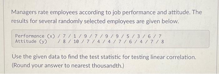 Solved Managers rate employees according to job performance | Chegg.com