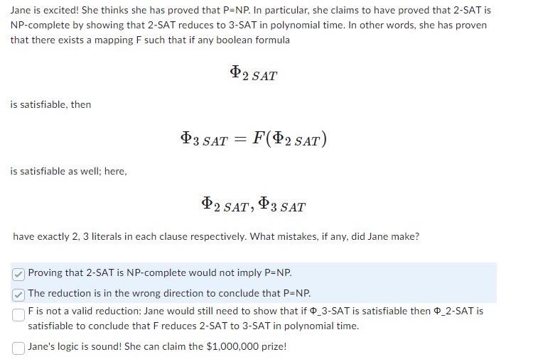 Solved Jane is excited! She thinks she has proved that P= | Chegg.com
