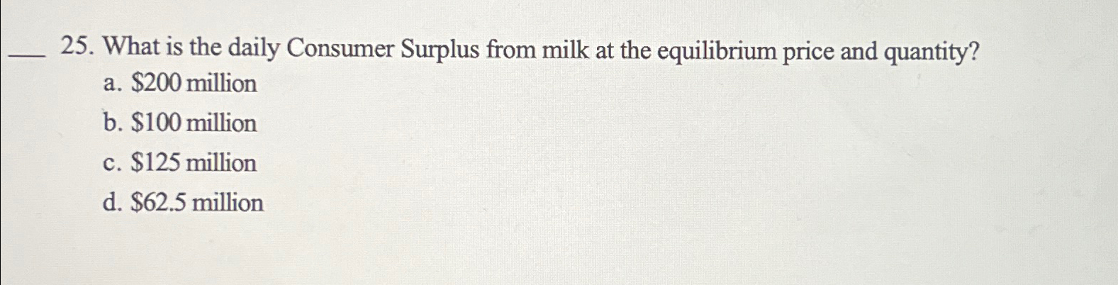 Solved What is the daily Consumer Surplus from milk at the | Chegg.com