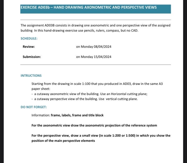 Solved EXERCISE AD03b - ﻿HAND DRAWING AXONOMETRIC AND | Chegg.com