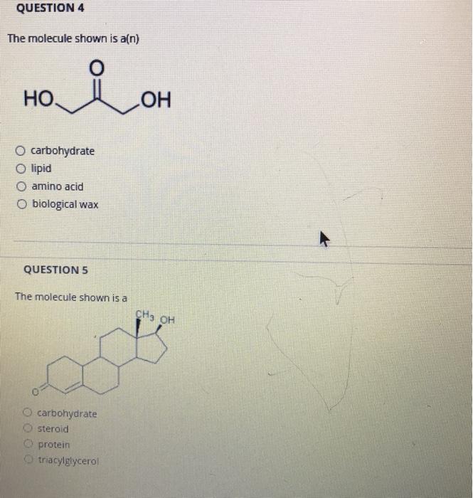 Solved The molecule shown is an CH2 H2N-C-COOH H A O lipid O | Chegg.com