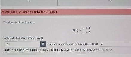 Solved The domain of the functionf(x)=x+4x+2is the set of | Chegg.com