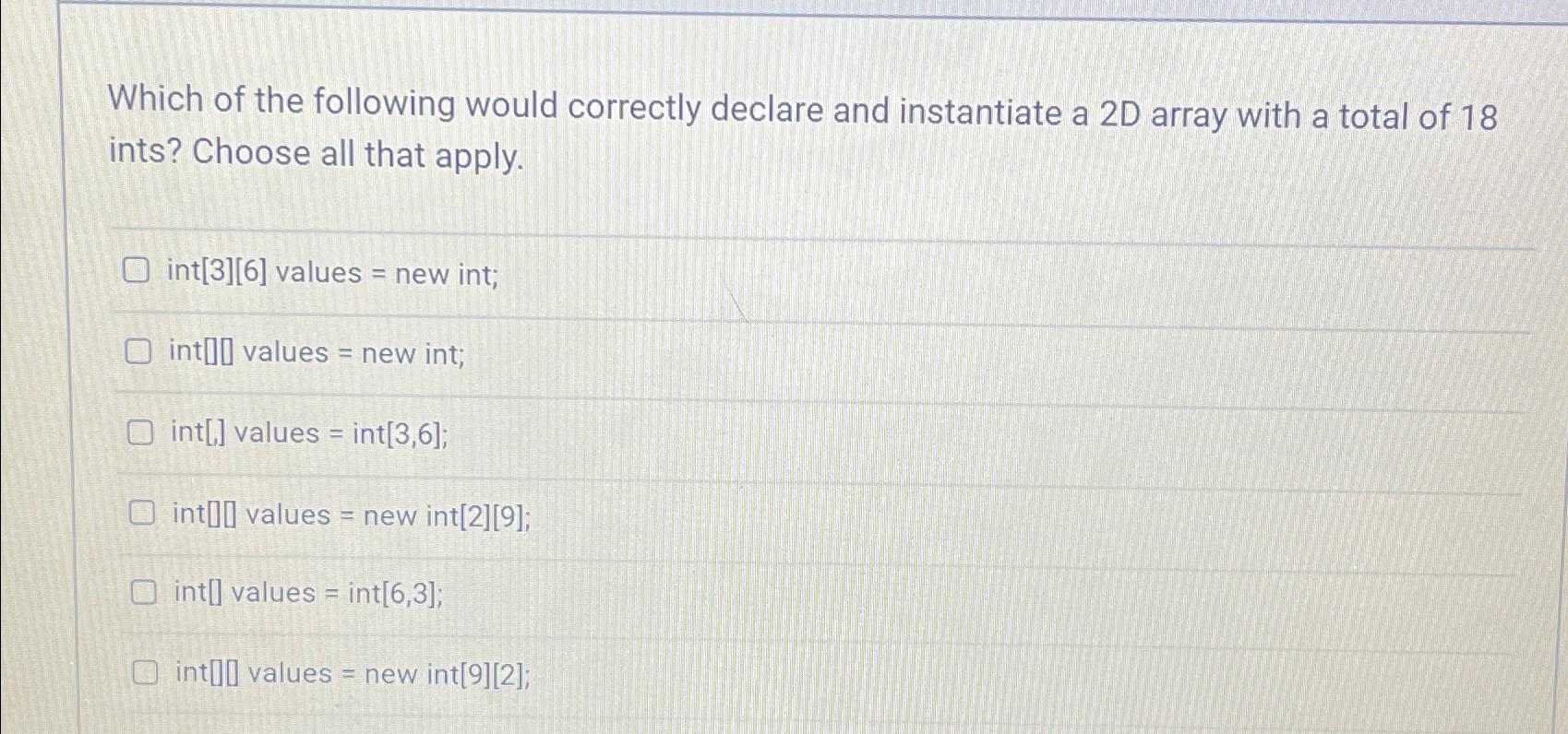 Solved Which of the following would correctly declare and | Chegg.com