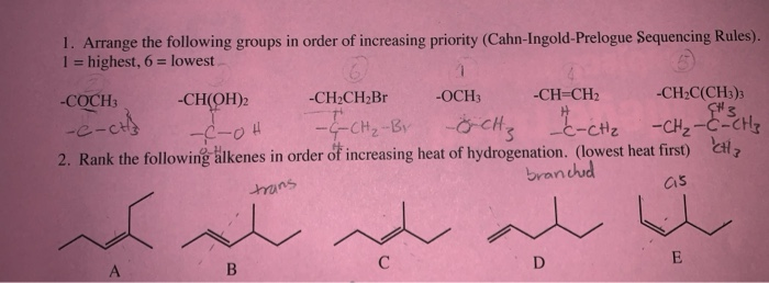Solved 1. Arrange the following groups in order of | Chegg.com