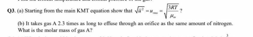 Q3. (a) ﻿Starting from the main KMT equation show | Chegg.com