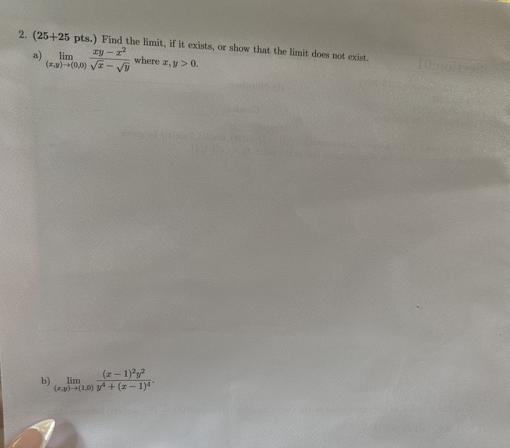 Solved pts.) ﻿Find the limit, ﻿if it exists, or show that | Chegg.com