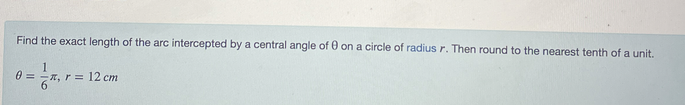 Solved Find the exact length of the arc intercepted by a | Chegg.com