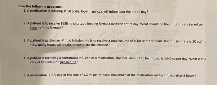 Solved Solve the following problems: 1. A medication is | Chegg.com